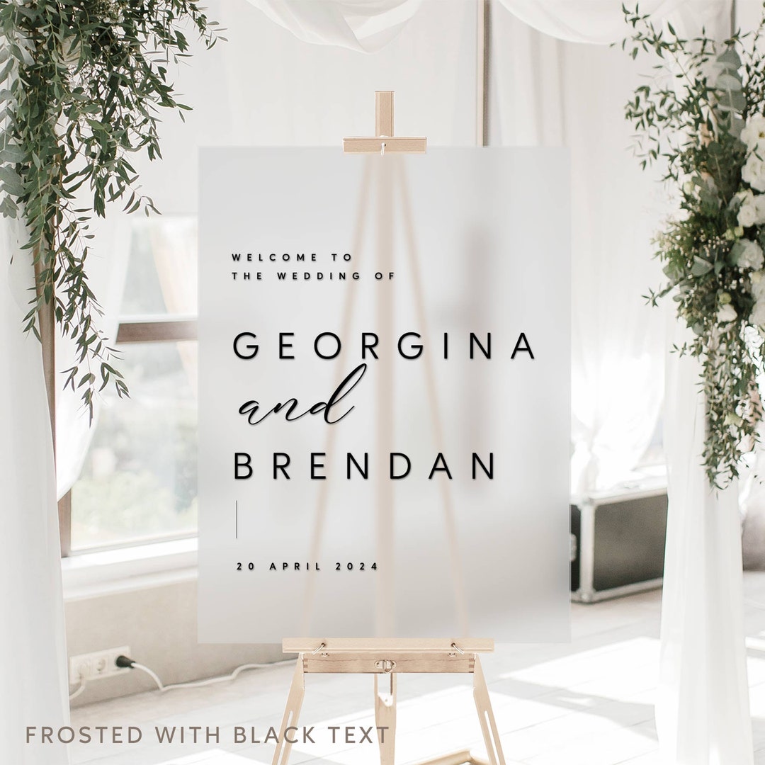 Georgina Frosted Acrylic Wedding Welcome Sign Acrylic Event Signage ...