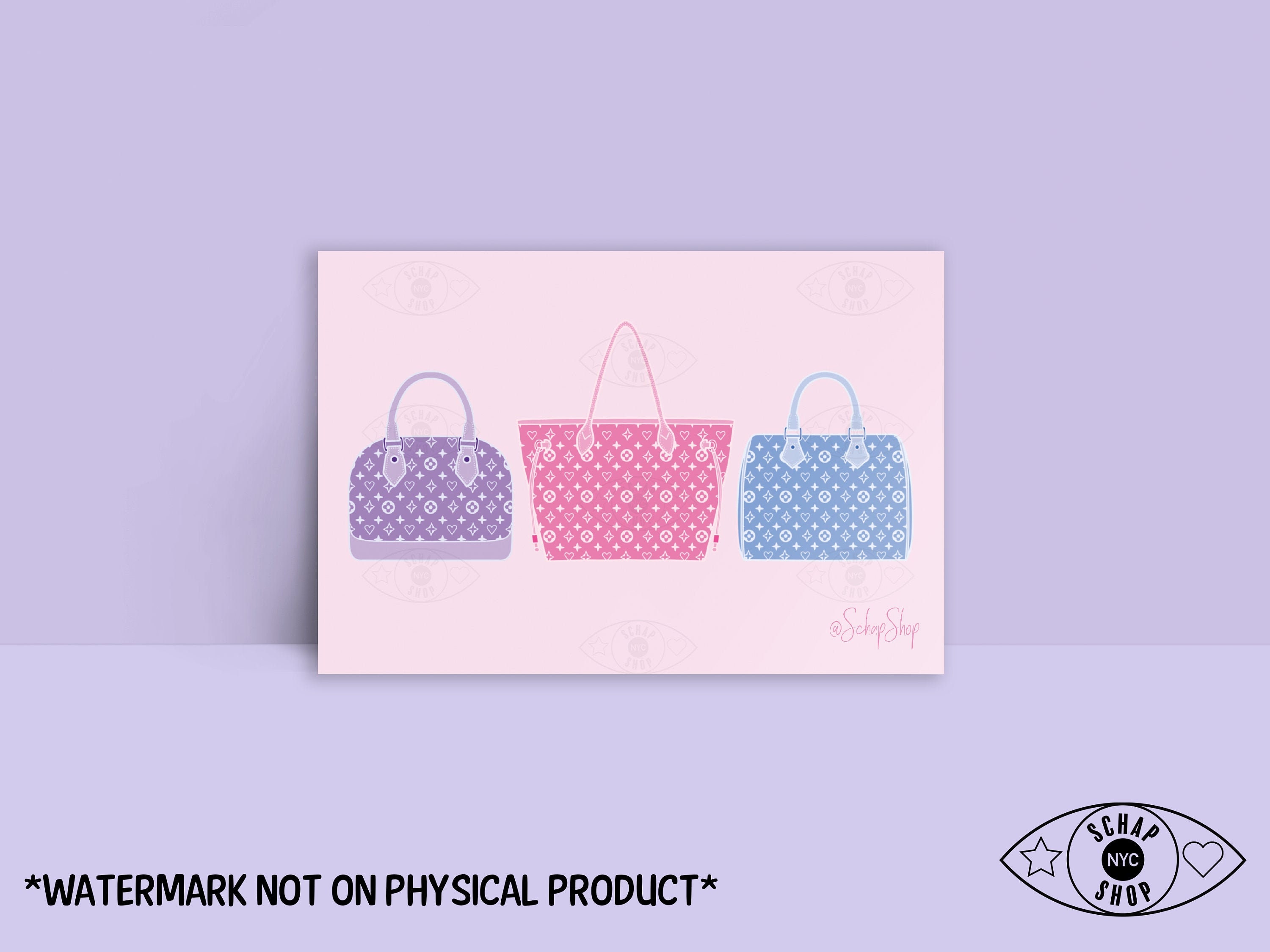 Designer Handbag Art Print Purses Postcard Wall Art Girly | Etsy