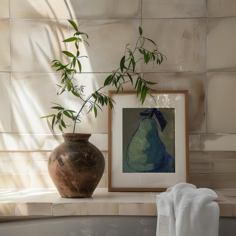 Contemporary Pear Wall Art Print — Oil Painting Print With Framing ...