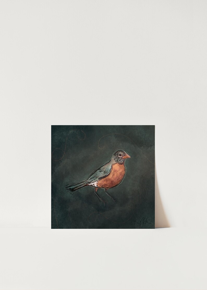Nature's Rustica: Moody Robin Art Print - 8x8, 10x10, 12x12, 16x16 ...