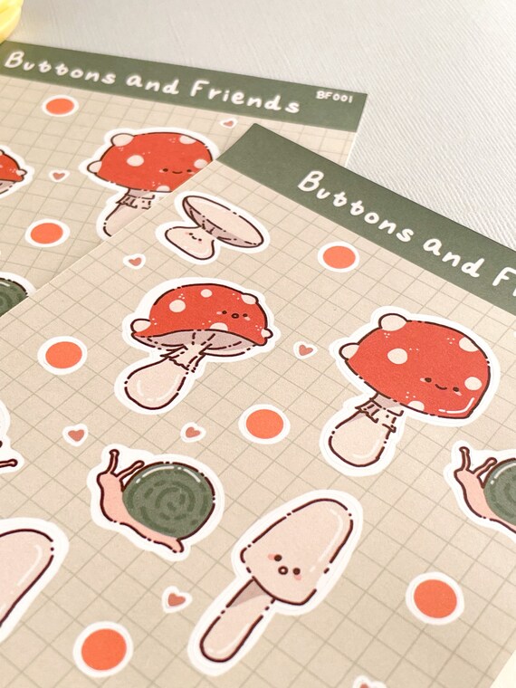 Buttons and Friends A6 Cute Kawaii Sticker Sheet | Etsy