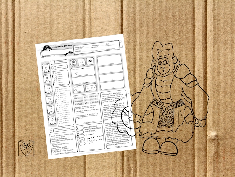 Custom Dungeon and Dragon Character Sheet Dnd Role Playing Game Sheet ...