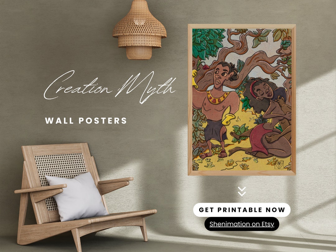 Creation Myth Poster and Coloring Page, Unique Wall Art, Printable ...