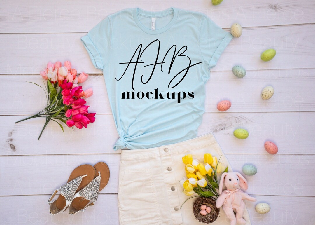 Bella Canvas 3001 Mockup Heather Ice Blue Shirt, Bella Canvas 3001 ...