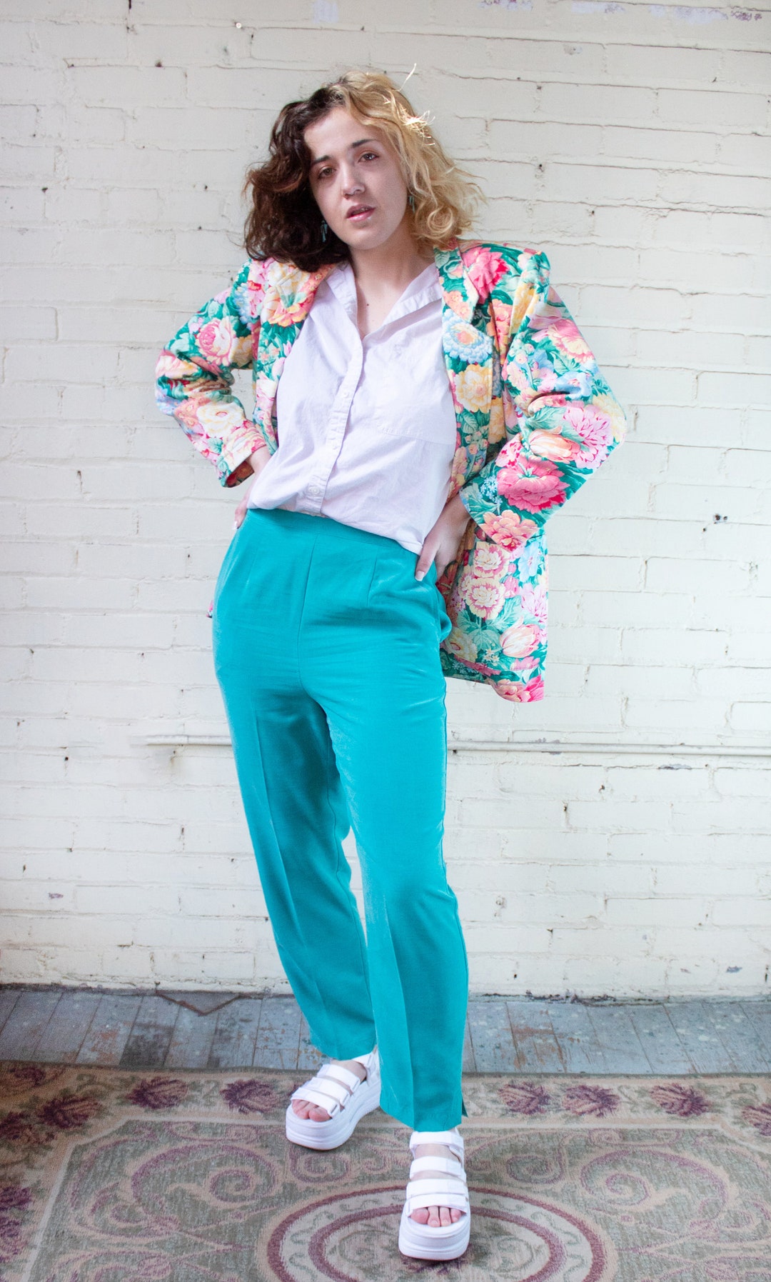 80s High Waist Pants, Vintage Cropped Pleated Trouser, Womens Unisex ...