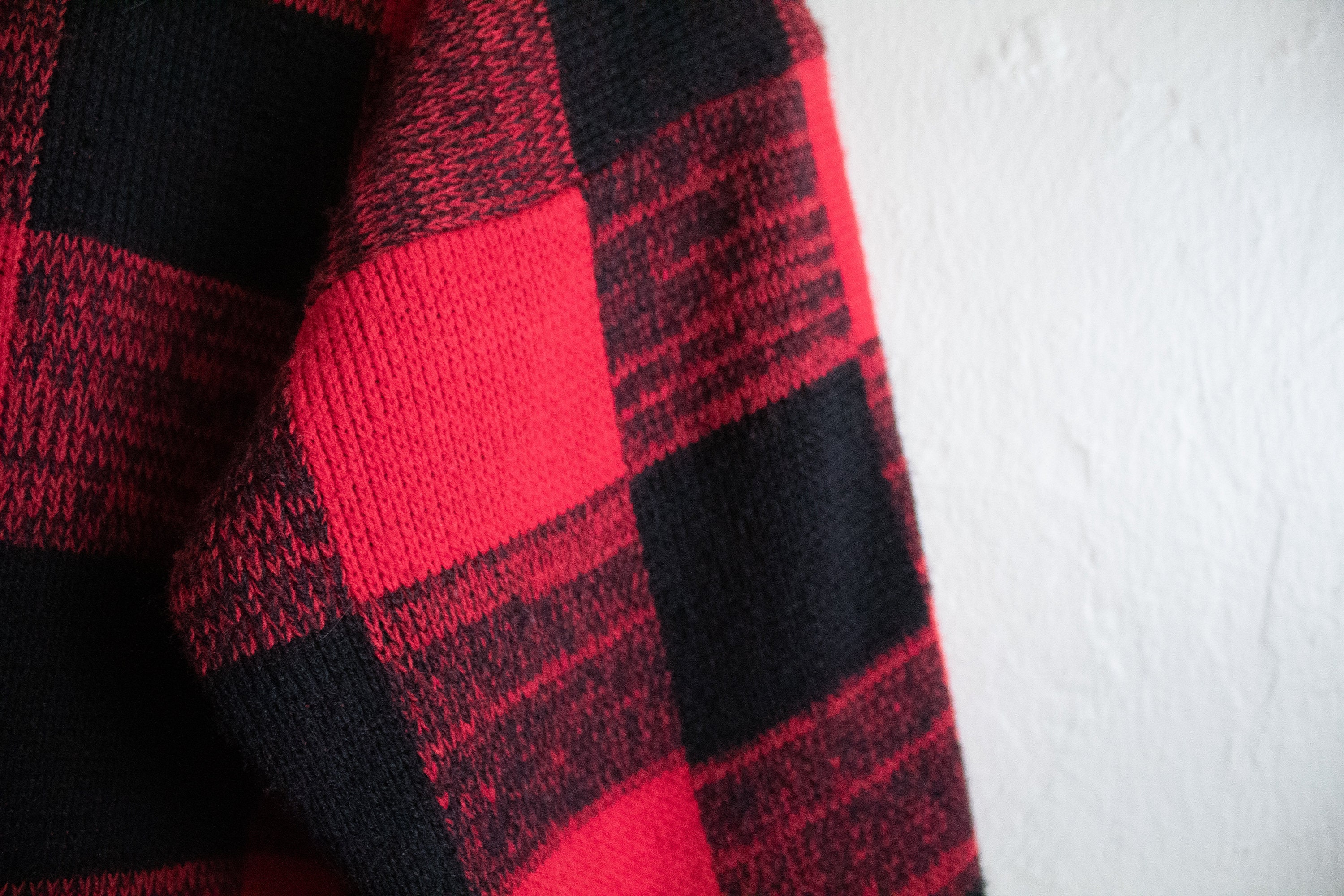 Vintage Red Black Buffalo Check Sweater Size Medium / 1980s 1990s ...