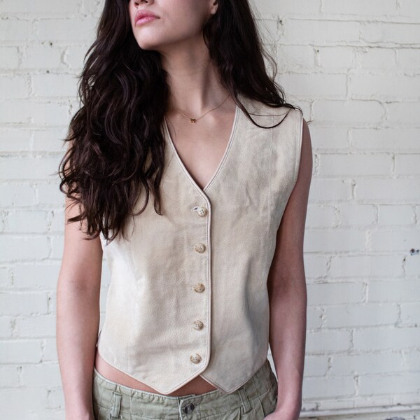 Tan Leather Vest - Etsy