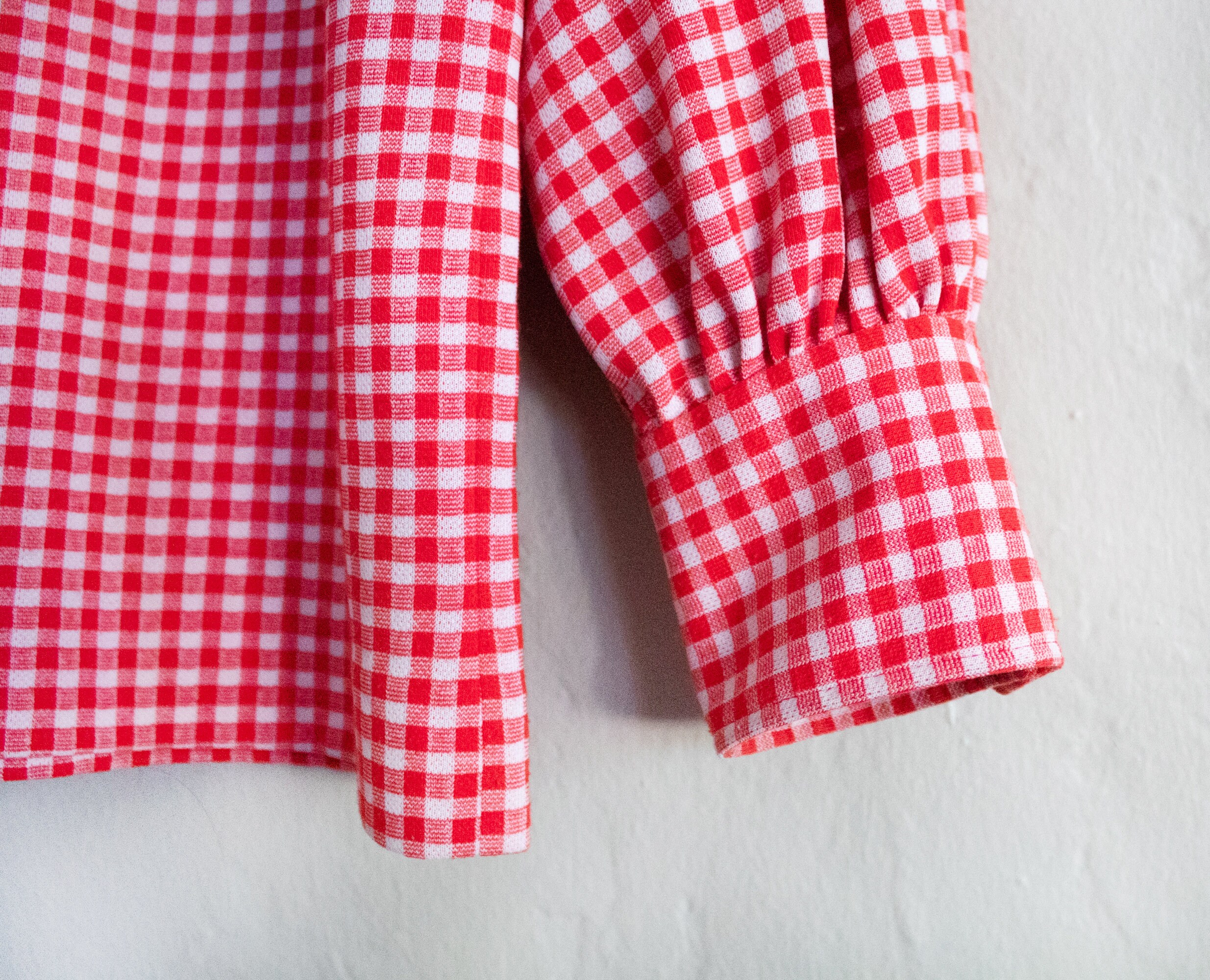 Vintage 1960s Red & White Checkered Blouse, Long Sleeve Button-up - Etsy