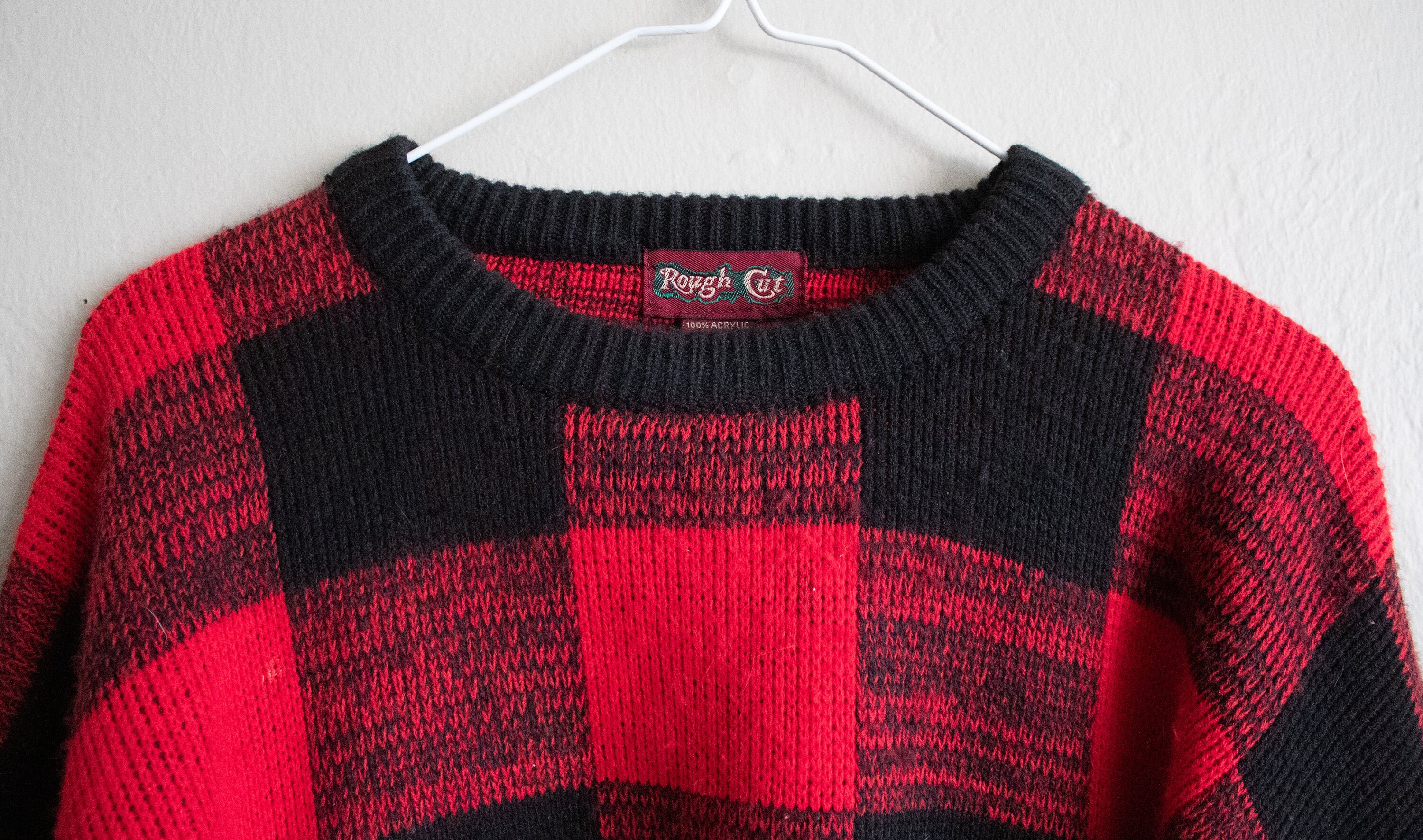Vintage Red Black Buffalo Check Sweater Size Medium / 1980s 1990s ...