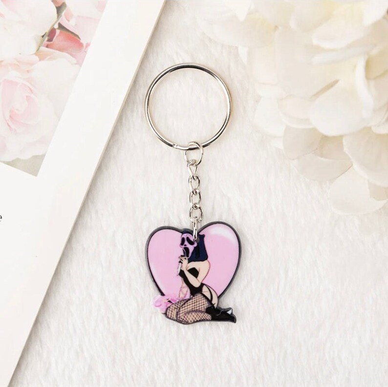 Pin Up Scream Keychain Etsy