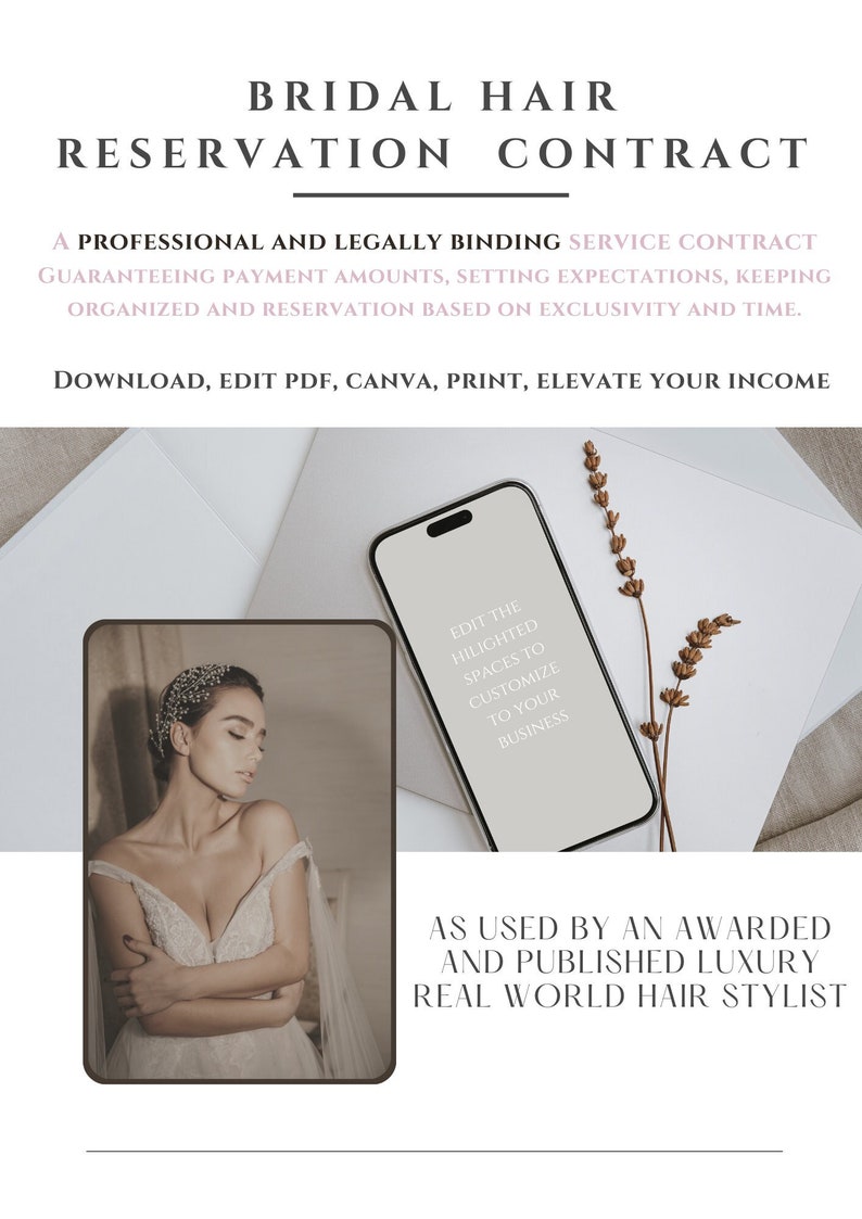 Luxury Bridal Hair Contract Template Legally Binding Wedding Beauty ...