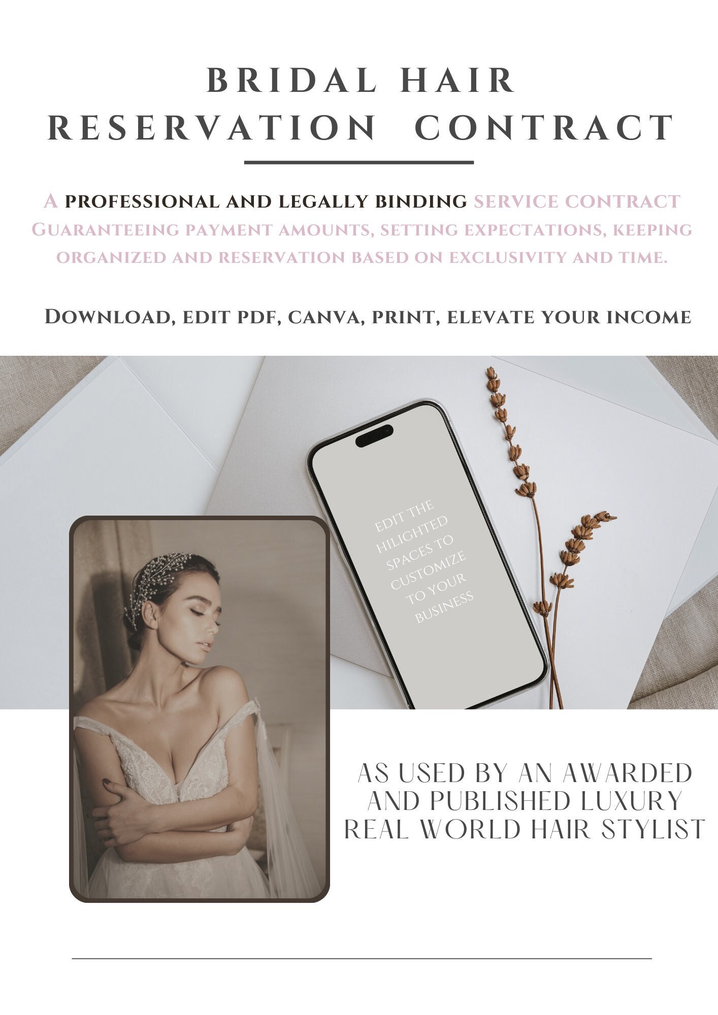 Luxury Bridal Hair Contract Template Legally Binding Wedding Beauty ...