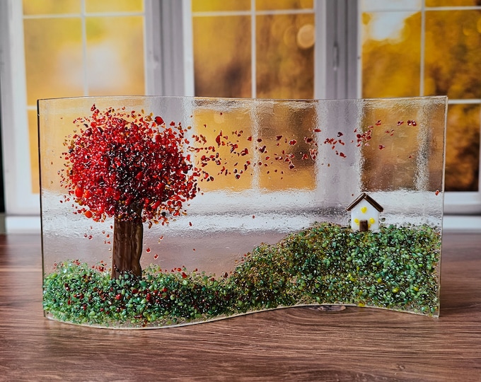 Falling Leaves Tree Landscape, Autumn Scene, Leaves Blowing in the Wind ...
