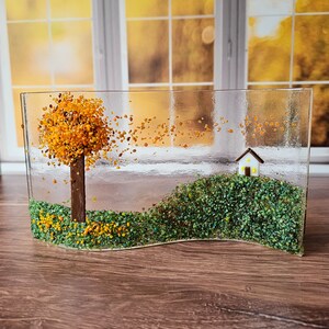Falling Leaves Tree Landscape, Autumn Scene, Leaves Blowing in the Wind ...