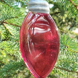 Light Bulb Ornament, Fused Glass, Handmade, Unique, Handcrafted, Glass ...