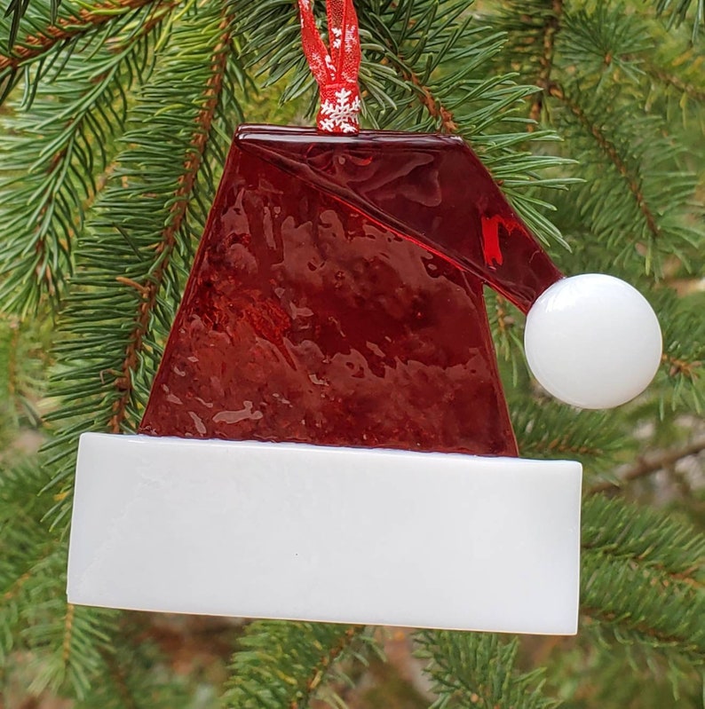 Fused Glass Santa Hat, Christmas Ornament, Fused Glass,handmade, Unique ...