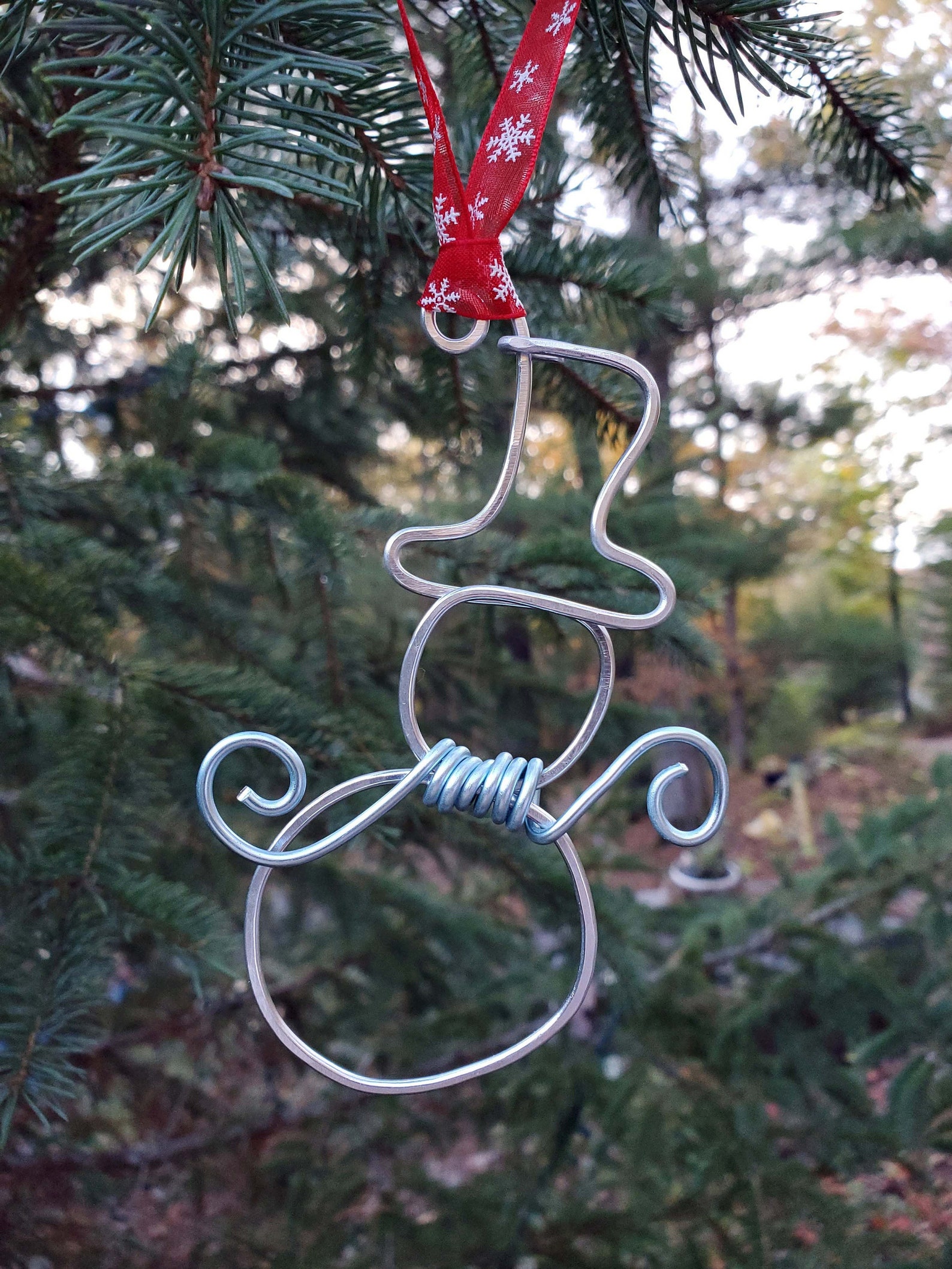 Hammered Wire Ornament, Snowman Ornament, Christmas Ornament, Unique ...