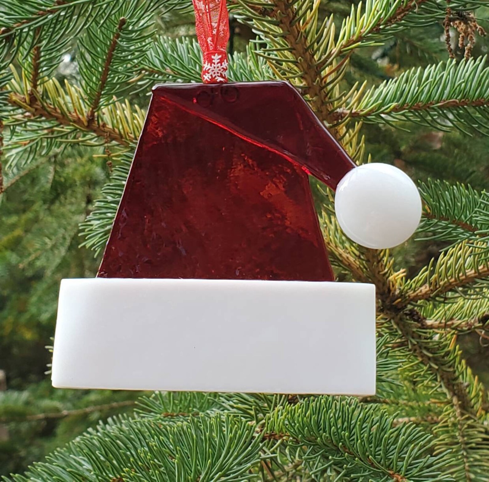 Fused Glass Santa Hat, Christmas Ornament, Fused Glass,handmade, Unique ...