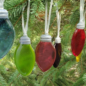 Light Bulb Ornament, Fused Glass, Handmade, Unique, Handcrafted, Glass ...