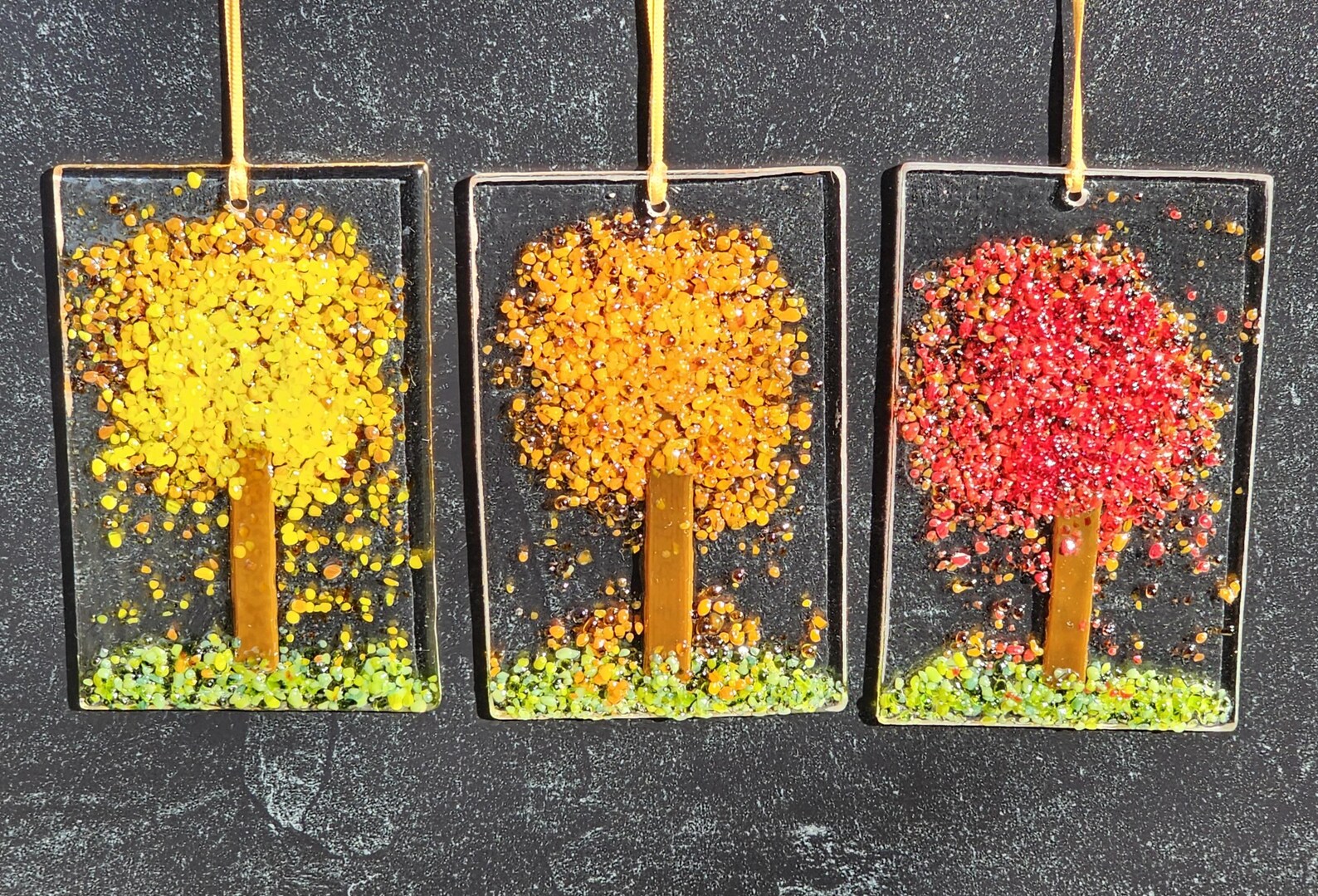 Autumn Leaves, Tree Suncatcher, Autumn Scene, Leaves Blowing in the ...