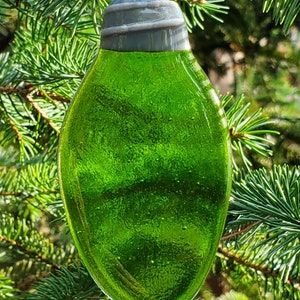 Light Bulb Ornament, Fused Glass, Handmade, Unique, Handcrafted, Glass ...