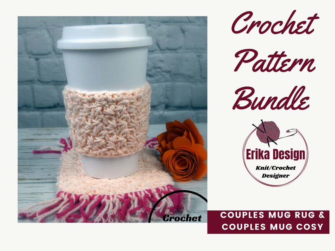 Crochet Mug Rug Pattern, Cup Cozy, Crochet Pattern Bundle, 2 Patterns ...