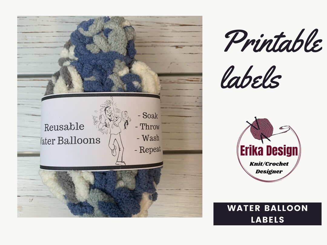 Printable Water Balloon Tags, Downloadable Pdf, Tags for Crocheted ...