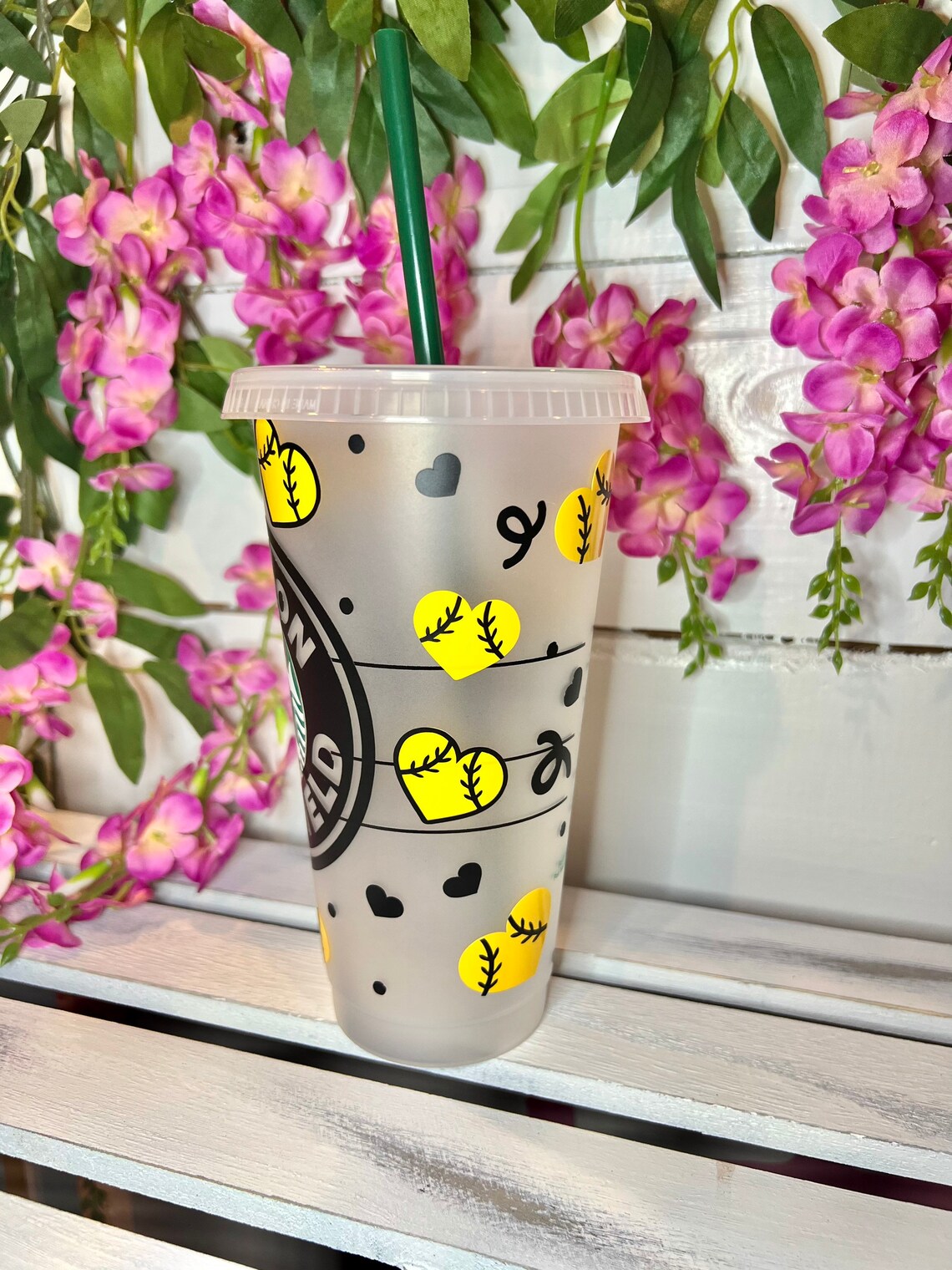 Softball Starbucks Cold Cupsoftball Cold Cupsoftball | Etsy