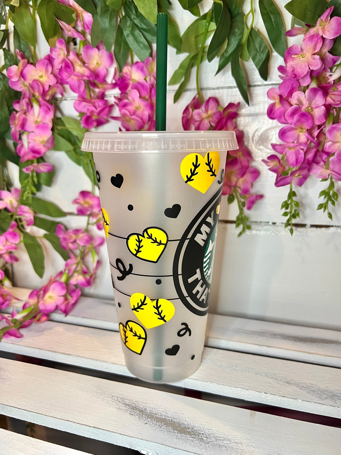 Softball Starbucks Cold Cupsoftball Cold Cupsoftball | Etsy