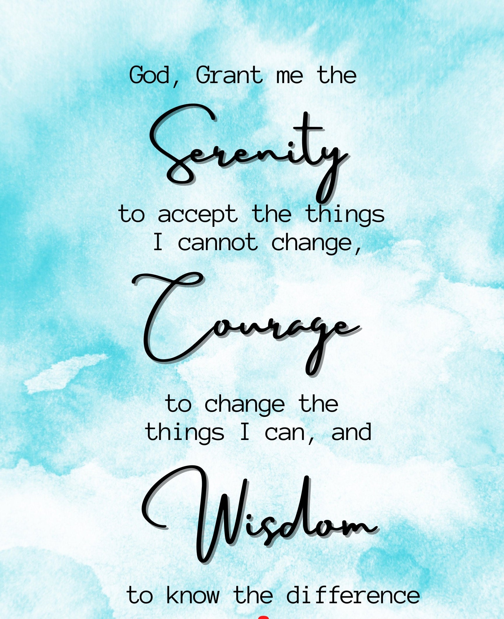 Serenity Prayer - Simple Recovery Prayer - Quote Wall Art Printable - Etsy