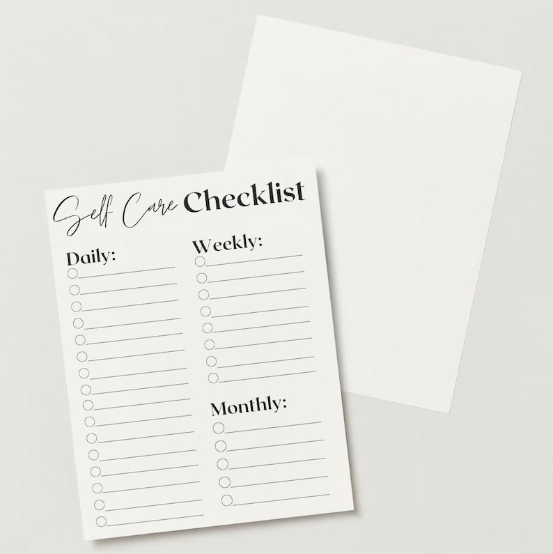 Self Care Checklist Printable Digital Download Wellness Habit Tracker ...