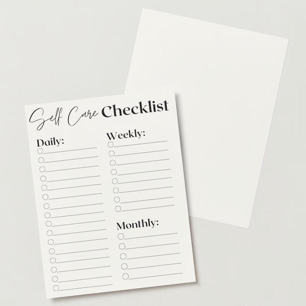 Self Care Checklist Printable Digital Download Wellness Habit Tracker ...