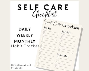 Minimal Self Care Checklist Printable, Aesthetic Self Care List PDF ...