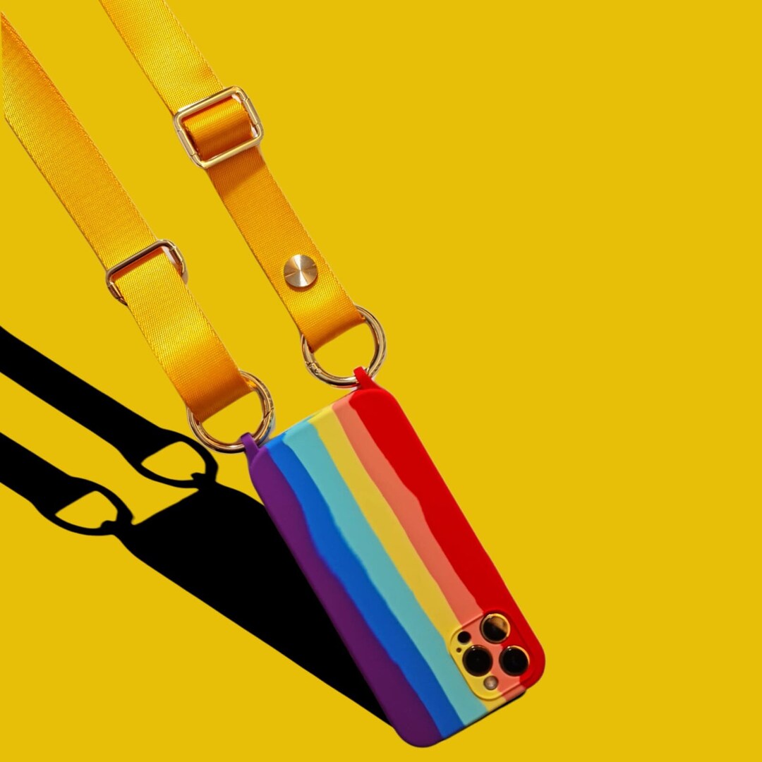 IPhone Crossbody Strap and Shock-resistant Case Rainbow Premium ...