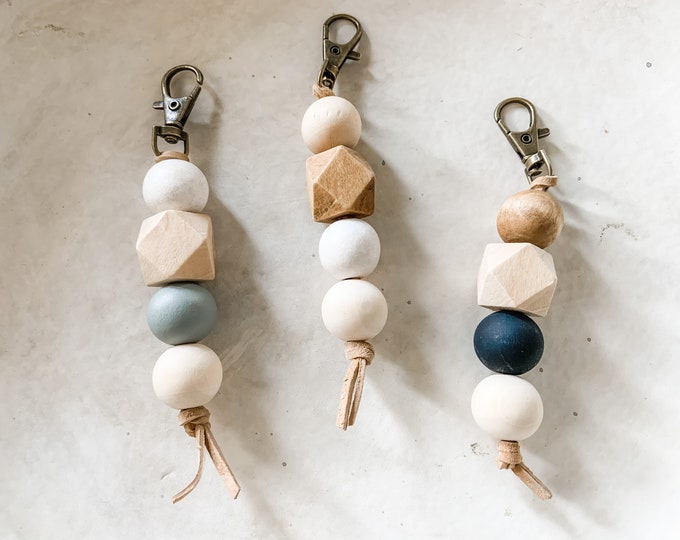Boho Wooden Bead Keychain - Etsy