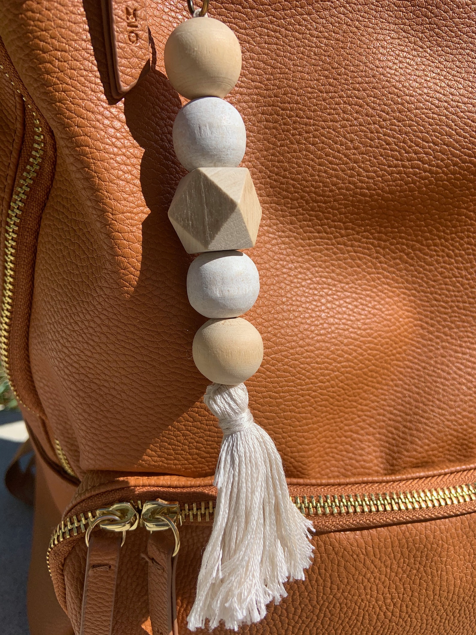 Boho Wood Bead Tassel Keychain | Etsy