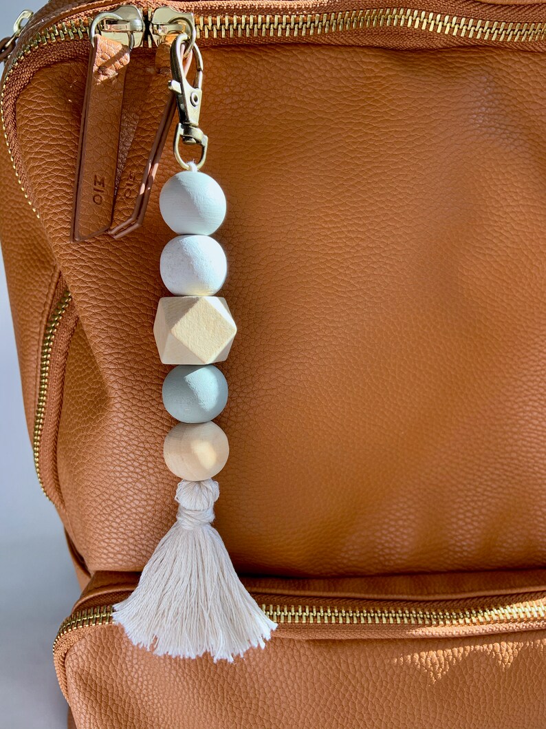Boho Wood Bead Tassel Keychain | Etsy