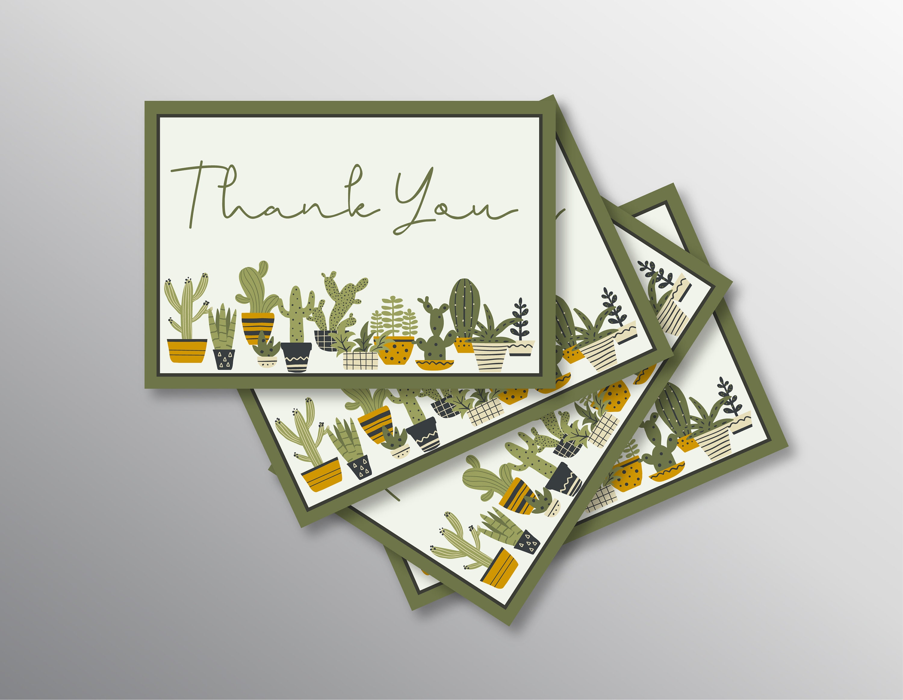 Cactus Thank You Card - Etsy