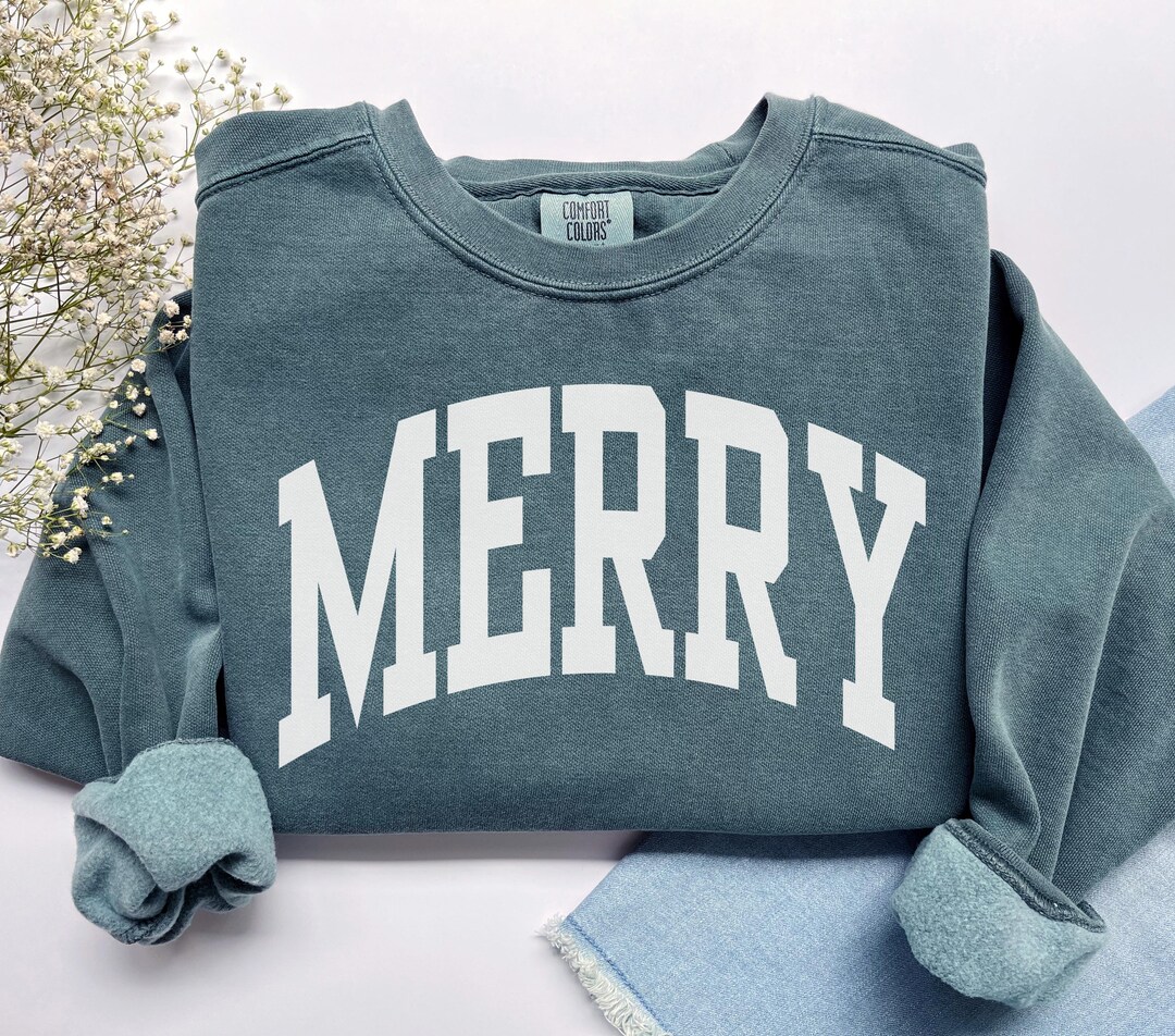 Merry Sweatshirt, Comfort Colors Merry Christmas Shirt Christmas Gift ...