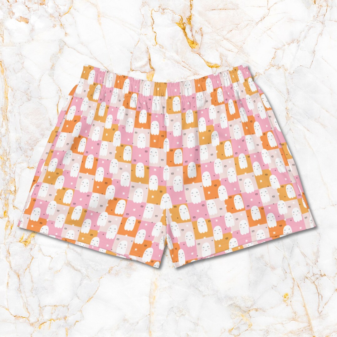 Pink Halloween Costume Groovy Shorts for Women, Coquette Pinkoween ...