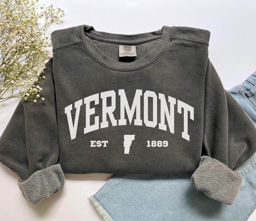 Vermont Sweatshirt Comfort Colors Vermont Map Shirt Vermont Sweater ...