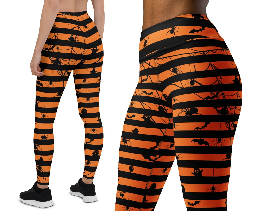 Halloween Yoga Leggings Spider Striped Cosplay, Halloween Party Women ...