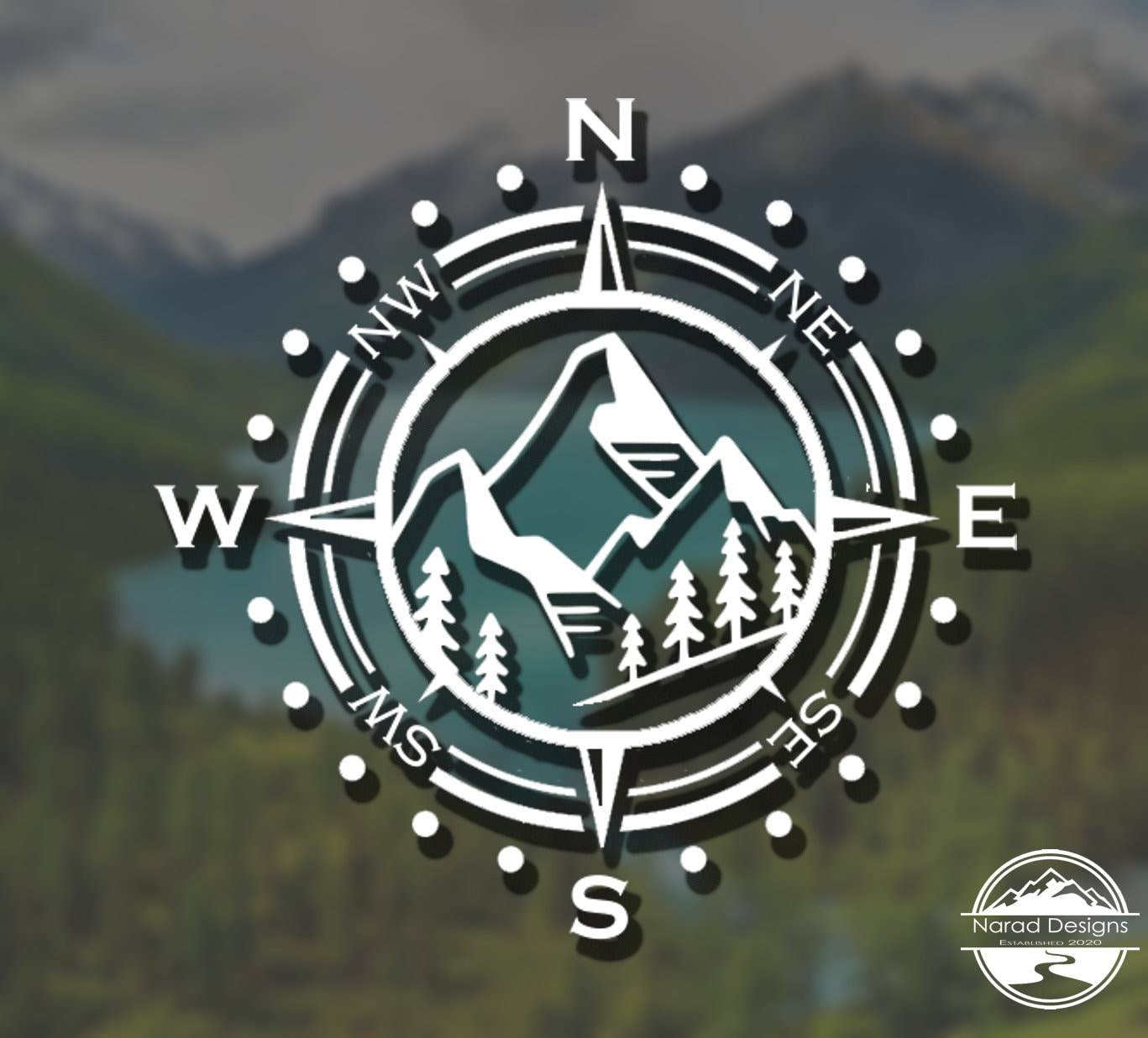 Compass Mountain Decal - Etsy