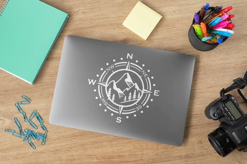 Compass Mountain Decal - Etsy