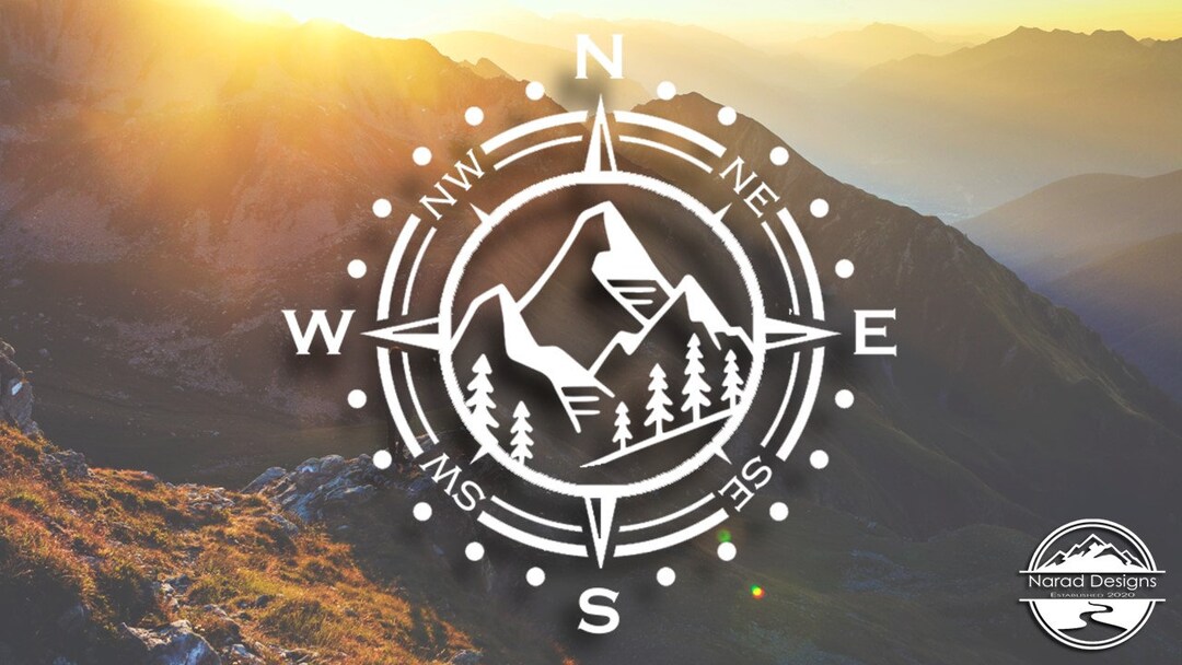 Compass Mountain Decal - Etsy