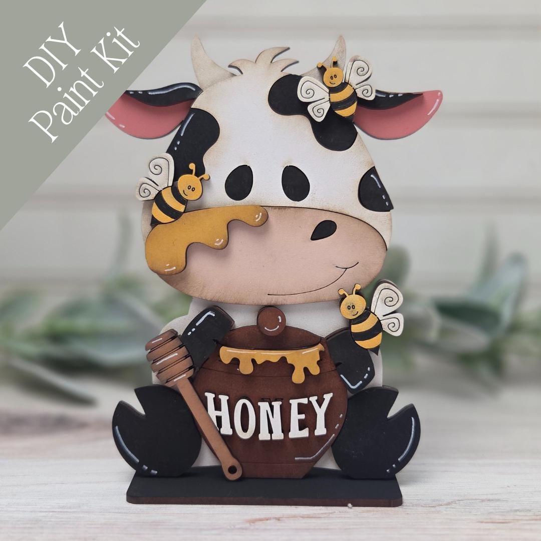 Dairy Cow & Honey DIY Paint Kit: Summer Shelf Decor - Etsy