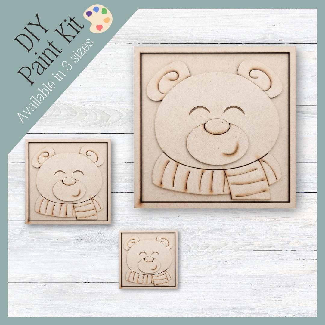 DIY Polar Bear Face Sign Paint Kit: Winter Decor, Interchangeable ...