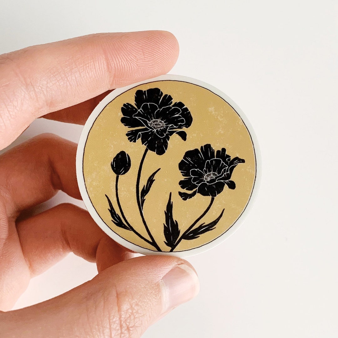 Poppy Flower Sticker | Botanical Illustration - Etsy