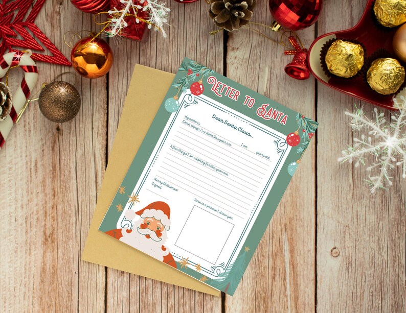 Letter to Santa, Christmas Wish List Printable (PDF) - Etsy