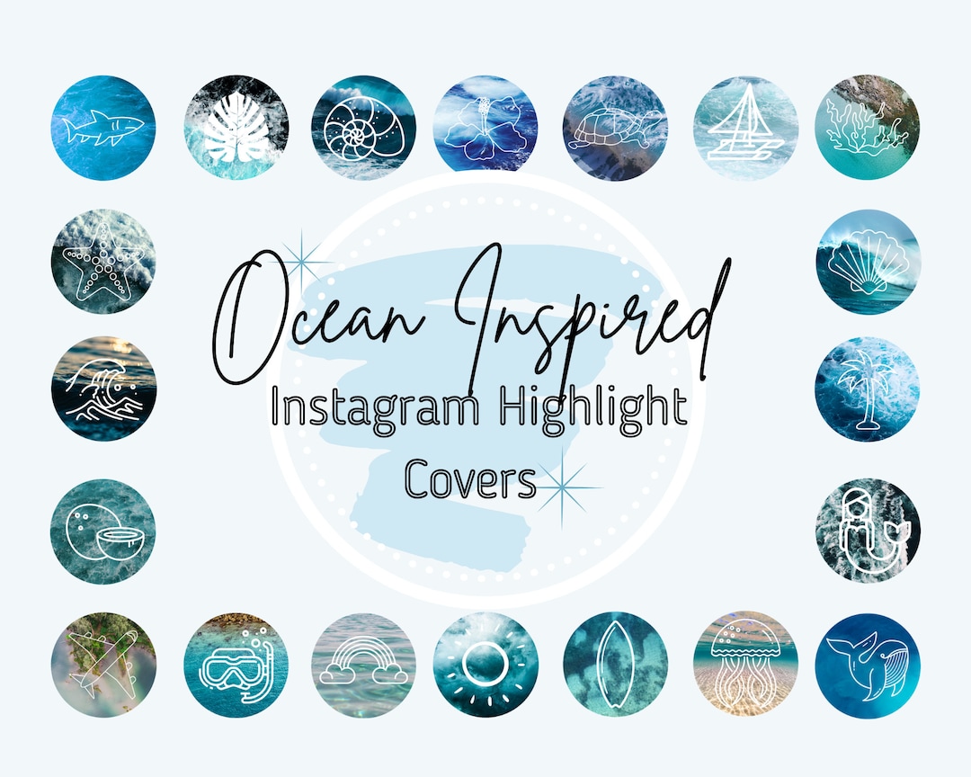 Ocean Instagram Highlight Covers, Social Media Icons (digital Download ...